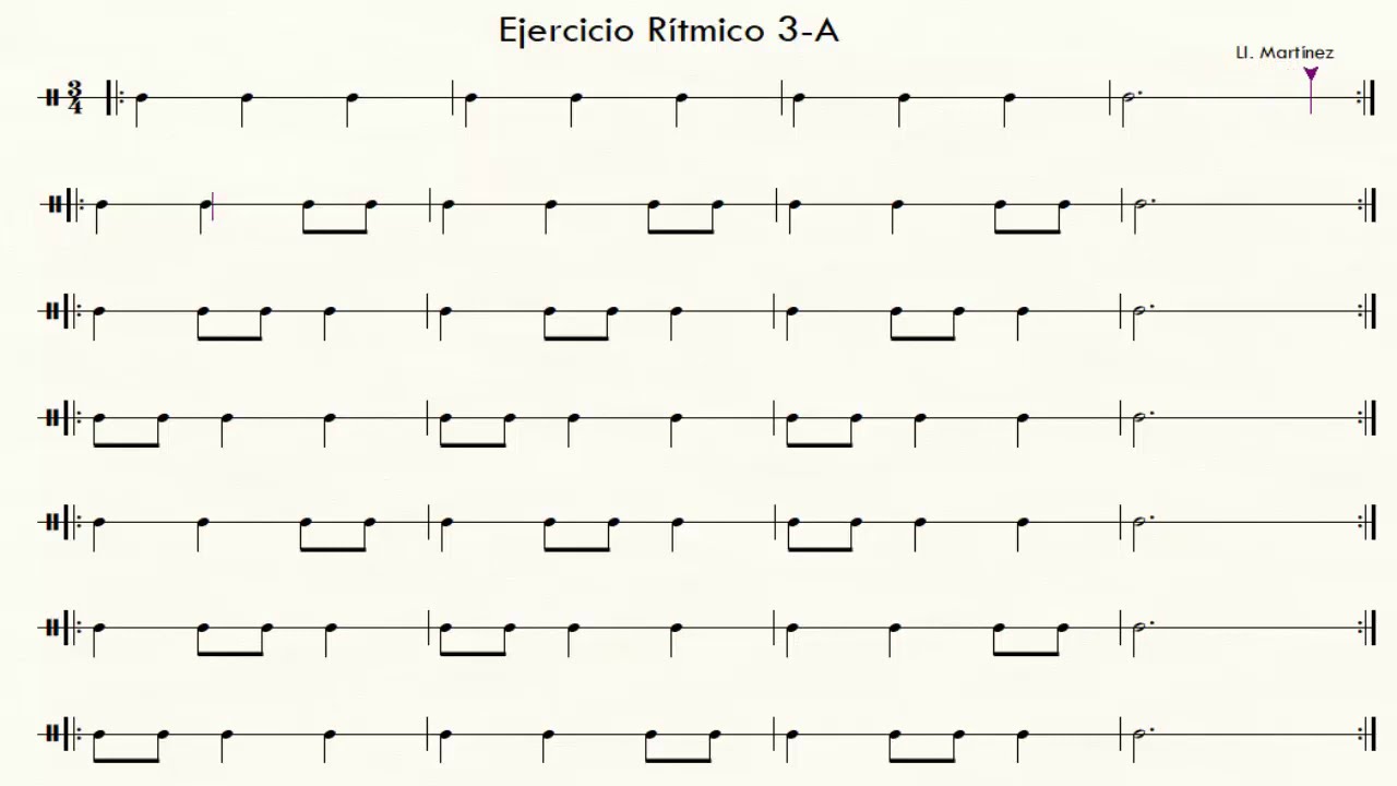 EJERCICIO DE RITMO BÁSICO - 3 A - 3/4 - YouTube