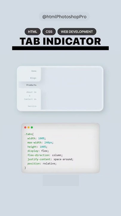 Tab Indicator Animation Using Html And Css Html Css Viral Viralshort Shorts Coding