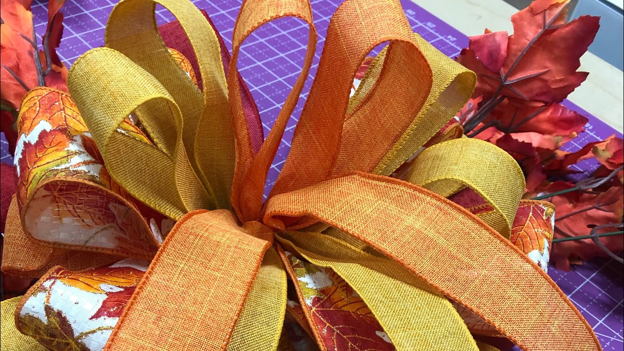 How to make a Fall Bow with leaves - YouTube