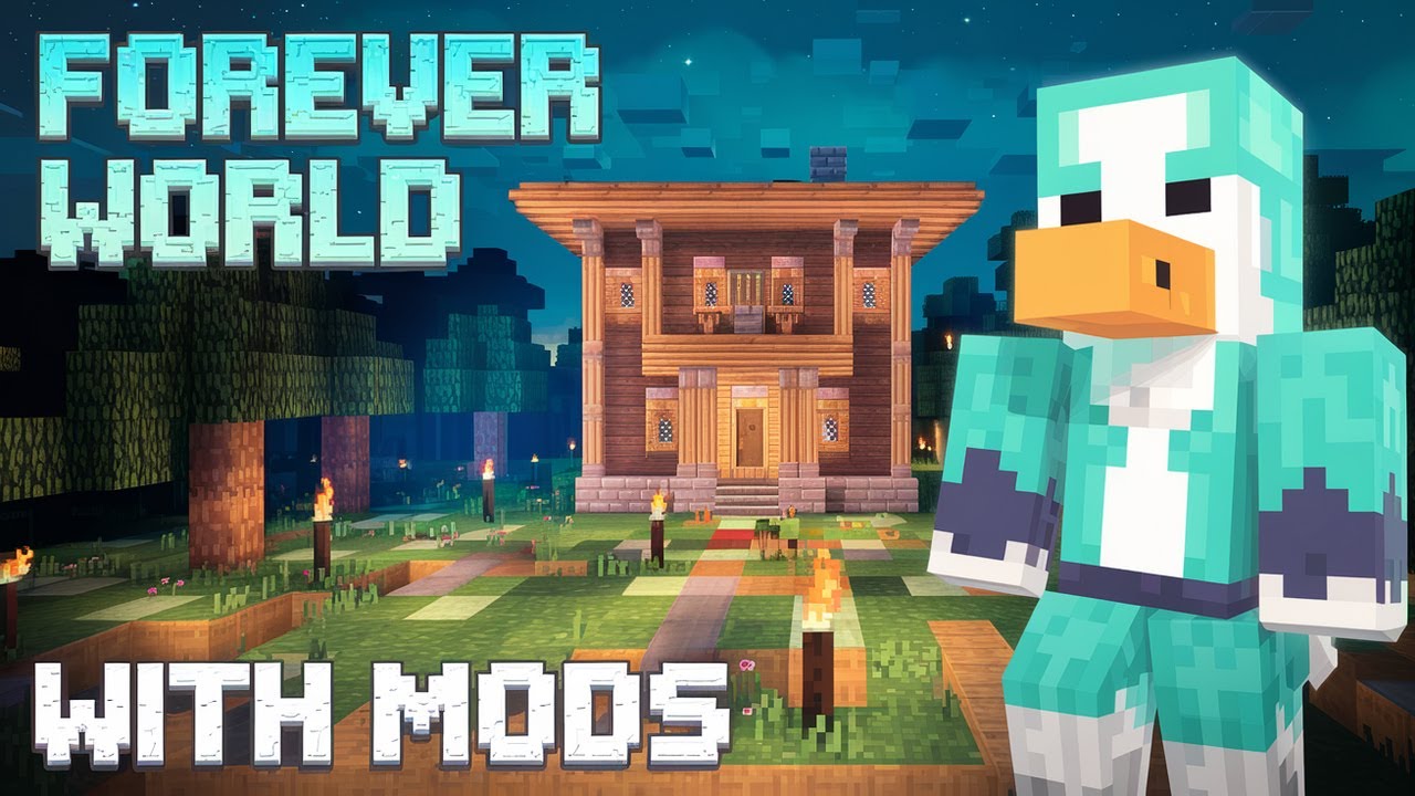 Minecraft Forever World With Mods House And Perimeter - YouTube