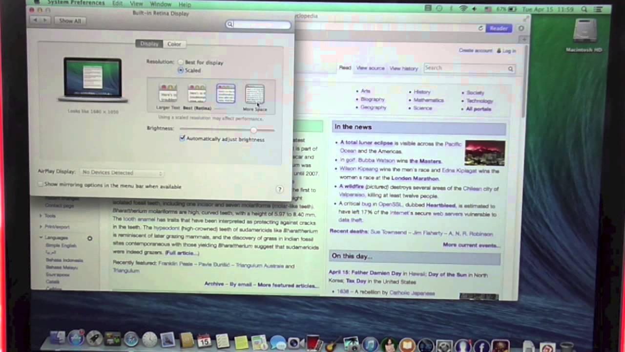 How to Get More Usable Screen Space on a Retina MacBook Pro - YouTube