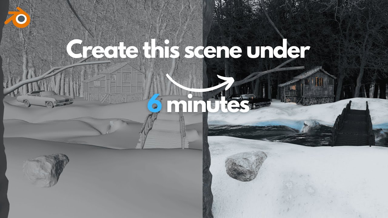 Create this snowy scene under 6 minute - BLENDER #blender #tutorial # ...