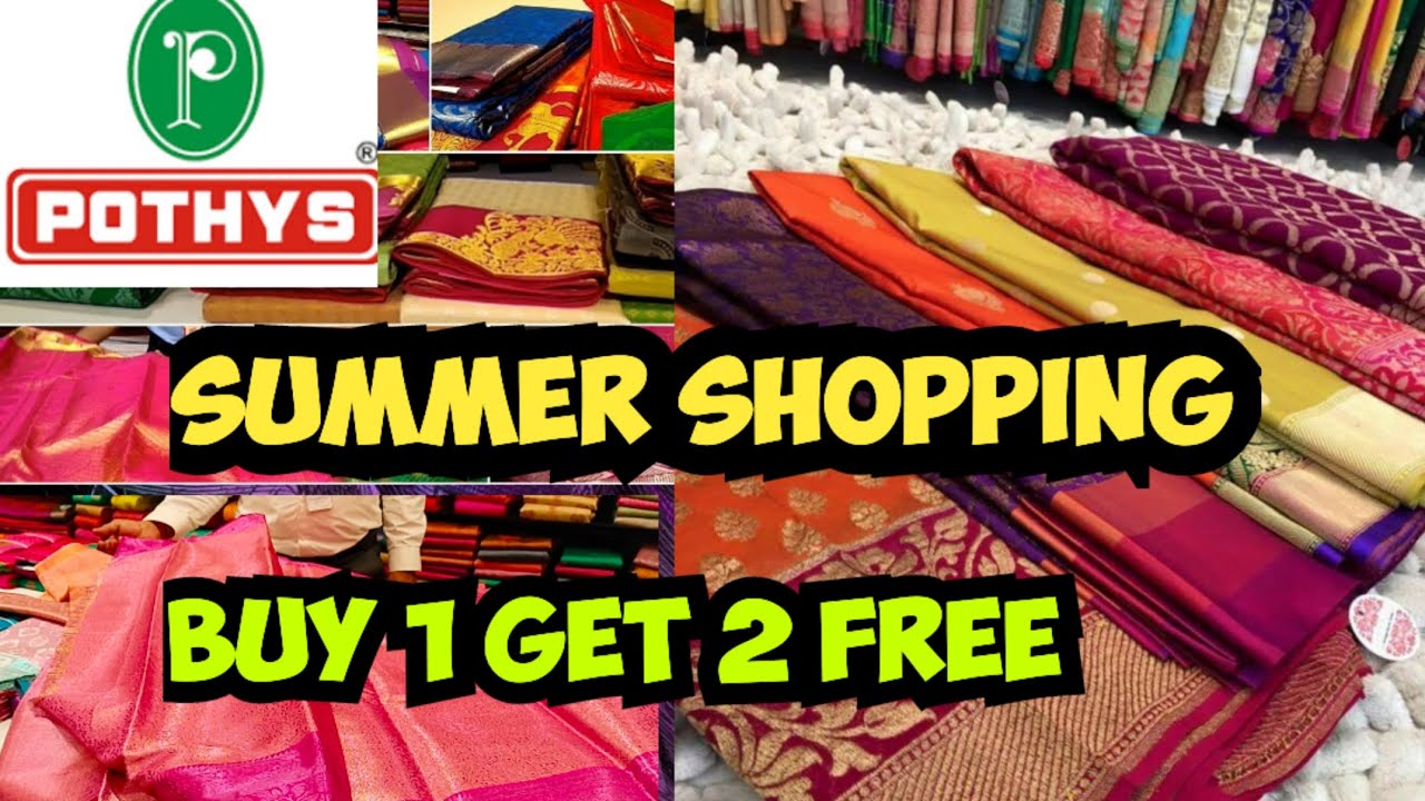 T.Nagar pothys summer ⛱️ shopping Buy 1 Get 2 Free sarees collections 💥 ...