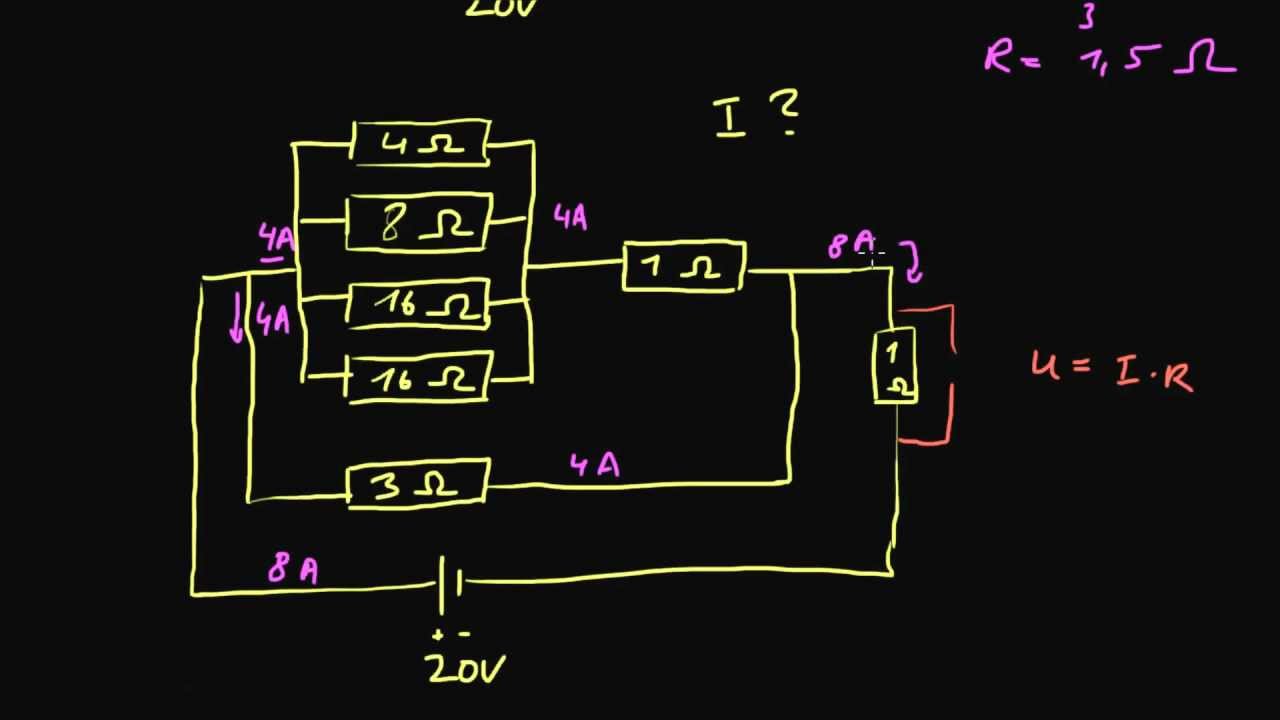 Stromkreis 4: Beispiel mit seriellen und parallelen Widerständen - YouTube