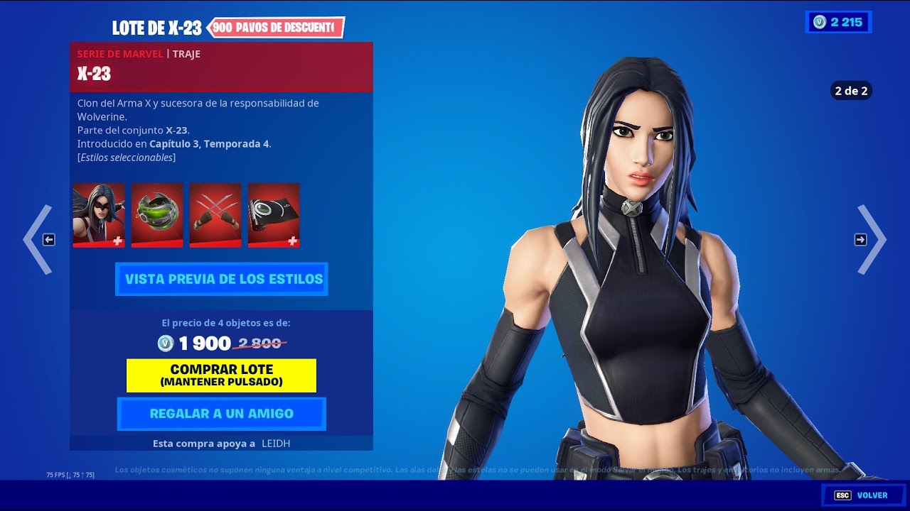 NUEVA SKIN *X-23* (MARVEL) NUEVA TIENDA FORTNITE HOY 08 DE OCTUBRE ...