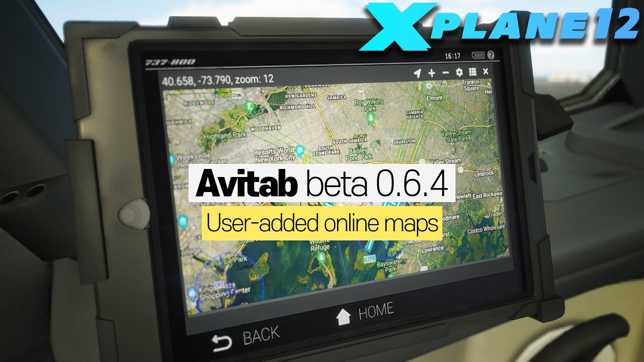 X-Plane 12, New Avitab beta: 0.6.4 - User-added online maps - YouTube