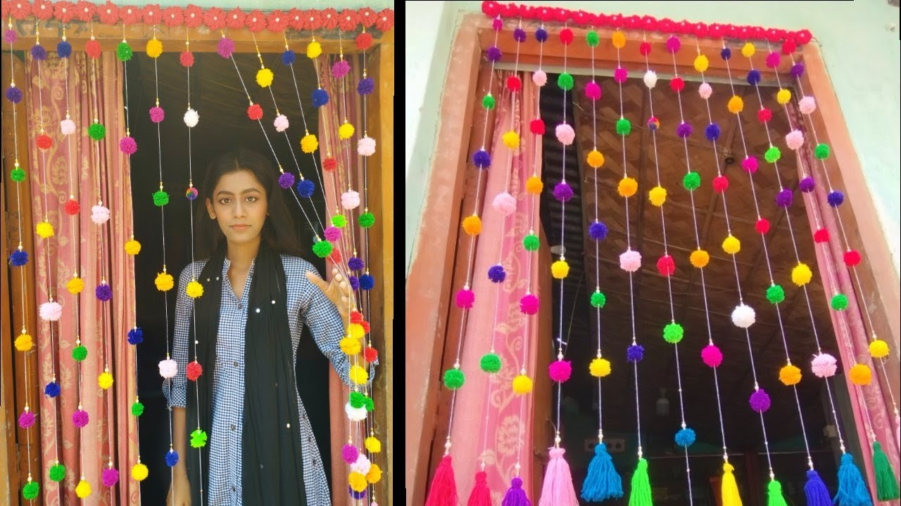 Woolen Craft idea/DIY woolen door hanging craft/Room decor/How to make ...