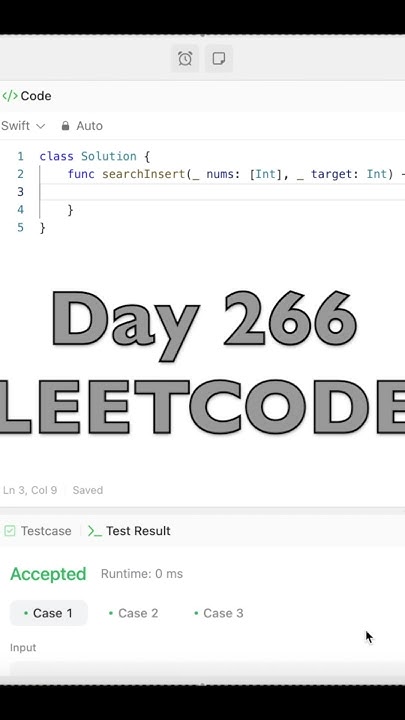 Day 266: LeetCode Problem 35. - Swift #daily #challenge #swiftui #coding #FAANG - YouTube