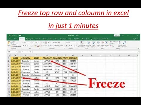 How to freeze excel top row and first column easy way - YouTube