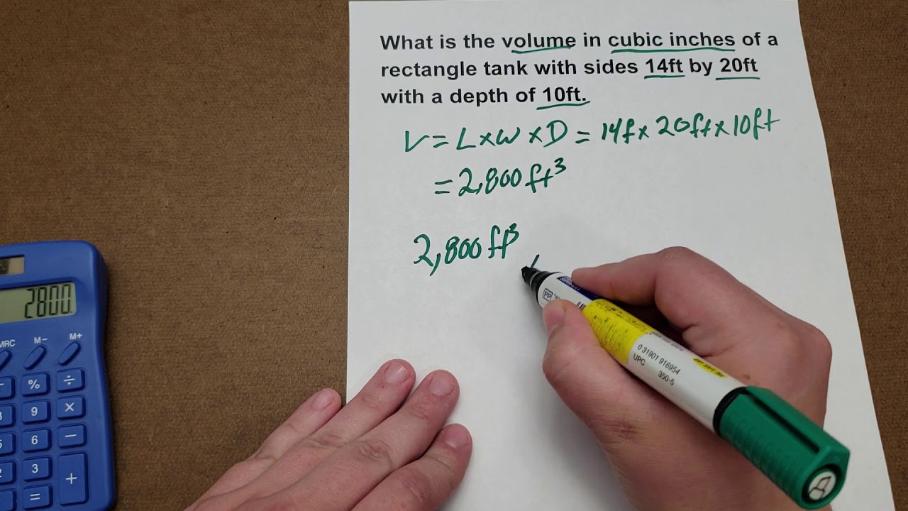 Math: Volume in cubic inches of a rectangle tank - YouTube