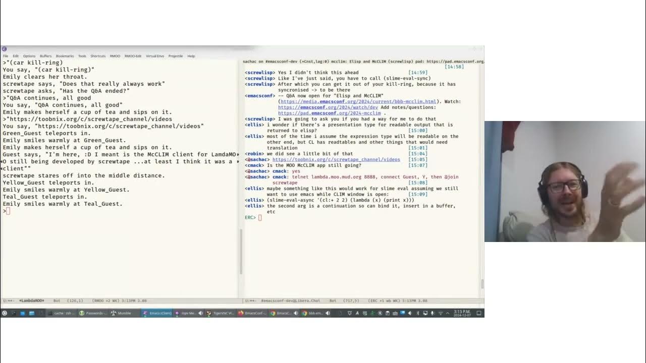 EmacsConf 2024 Q&A: Elisp and McCLIM - YouTube