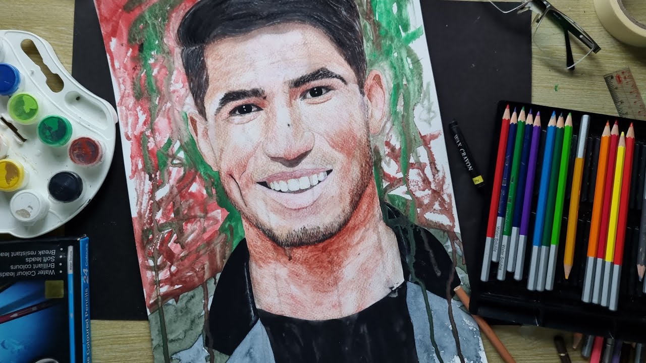 Vẽ chân dung cầu thủ bóng đá Achraf Hakimi. How to Draw Achraf Hakimi ...