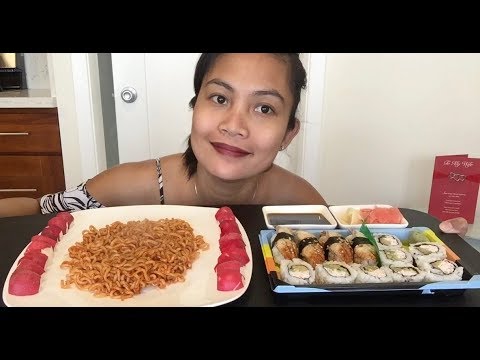 Sushi and Nuclear Fire Noodle Mukbang - YouTube