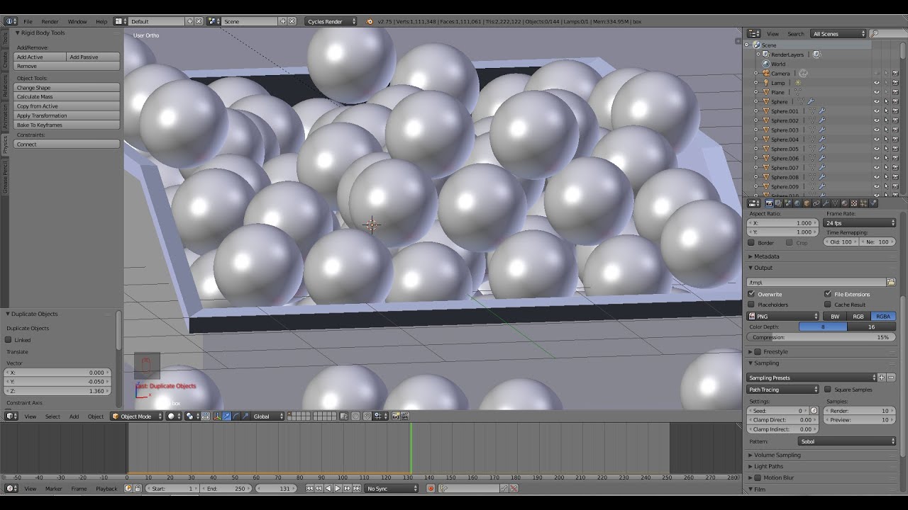 Blender (Cycles Render) Plastic Box - Balls - Physics - YouTube