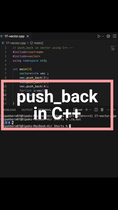 Using push_back() in C++ Vectors | Beginner's Guide #programming #shorts - YouTube