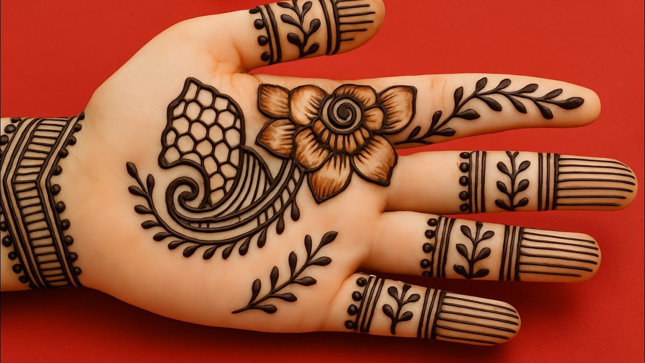 Front hand mehandi design 2025||easy and simple short mehandi design ...