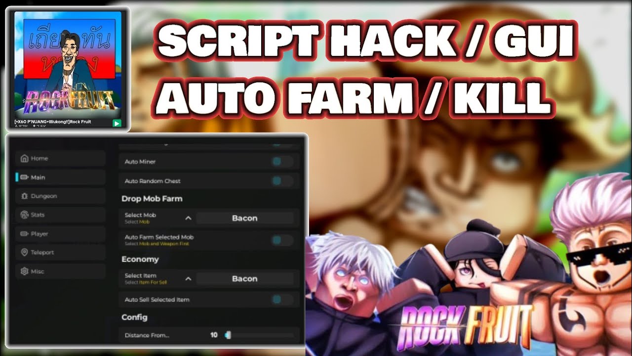 [+X60 P'NUANG+Wukong!!]Rock Fruit Script Hack Auto Farm Instant Kill Auto Dupe *PASTEBIN* - YouTube