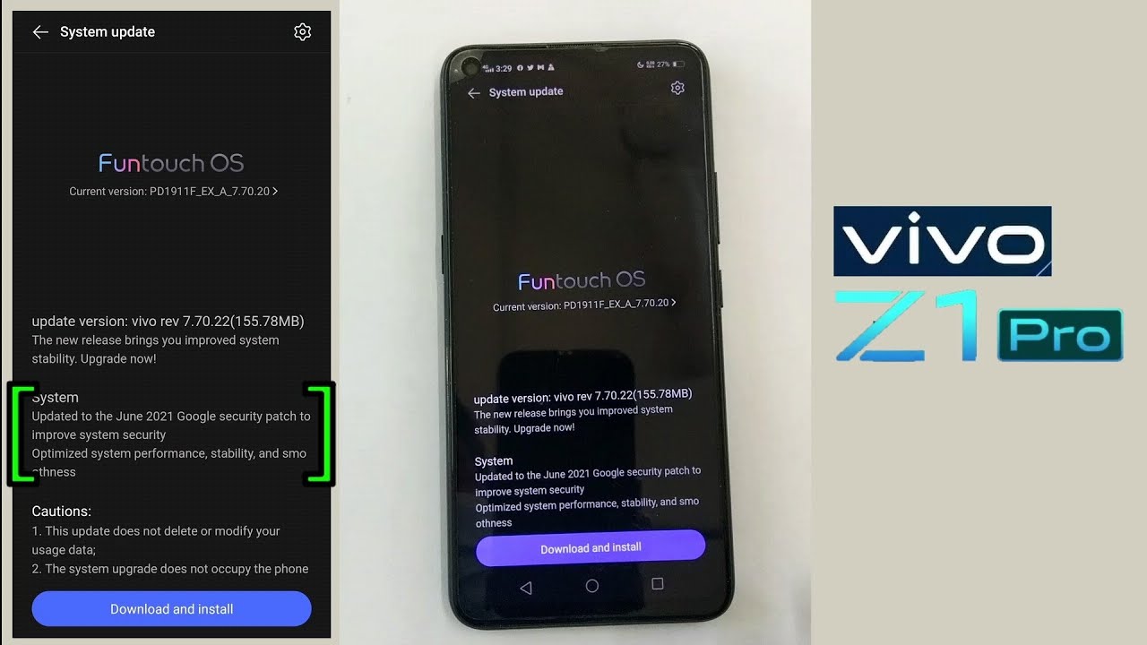 VIVO Z1 Pro latest Software version 7.70.22 Update June Security Patch ...