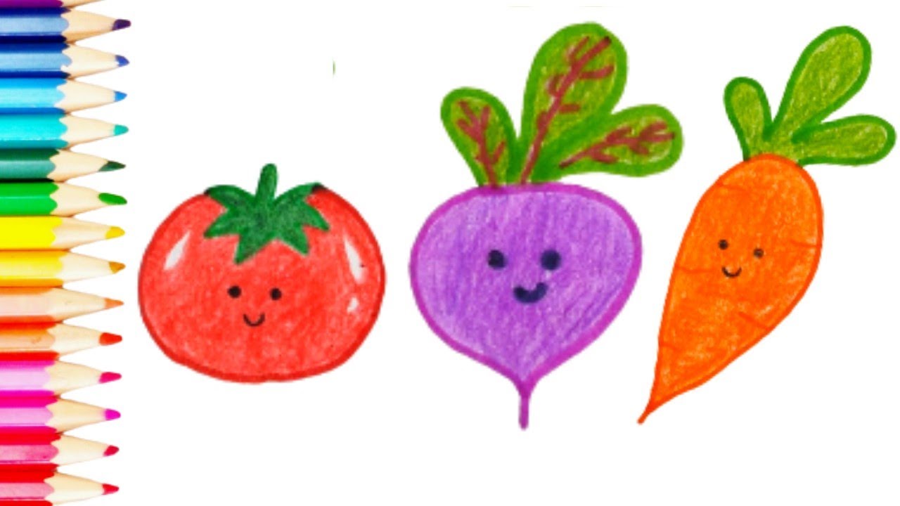 How to draw Vegetables|Cute vegetable drawing and coloring# ...