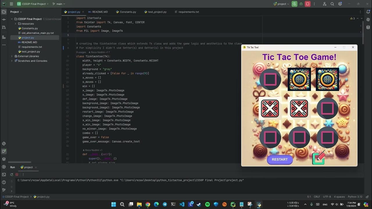 CS50P final project [Awesome Graphical Tic Tac Toe Game] - YouTube