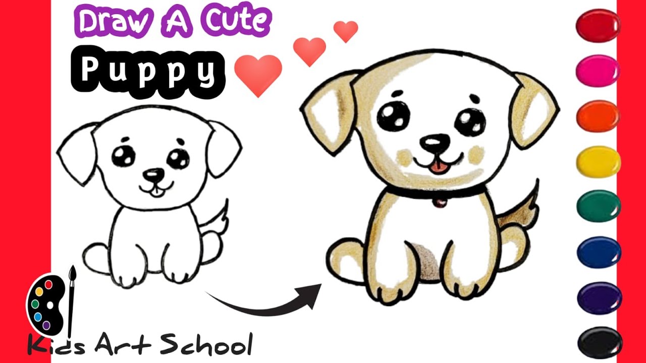 How to Draw Cute Puppy| Cute Puppy Drawing for beginners| Draw a cute baby dog |Puppy Drawing ...