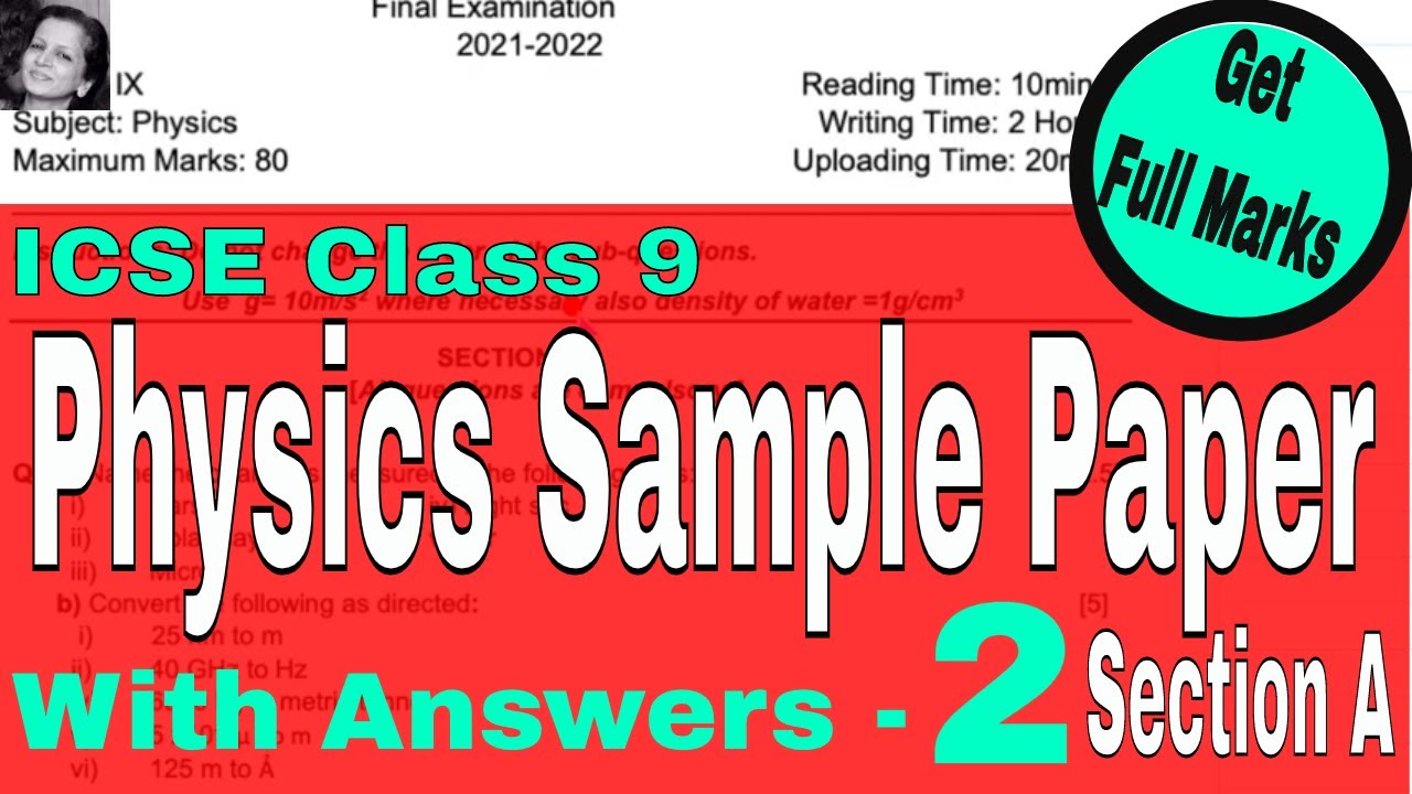 Top Secrets of ICSE Class 9 P Physics Sample Paper With Answers 2 ...