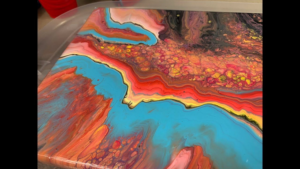 Acrylic Pour Painting - Bold Striations & Cells - YouTube