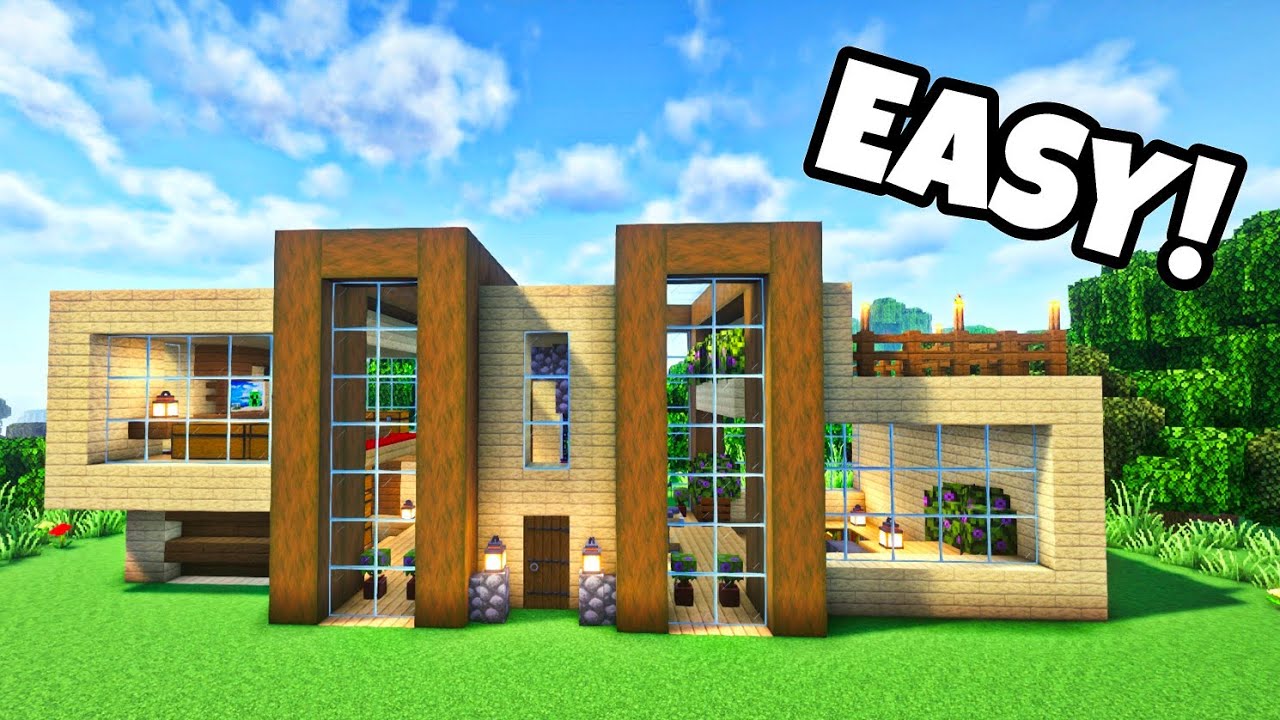 Minecraft: How to build a Modern Wooden Survival House - YouTube
