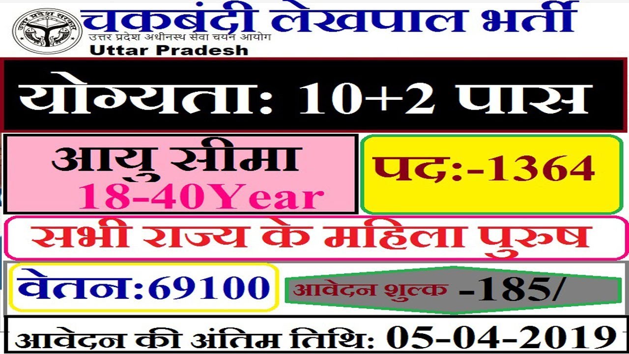 Chakbandi Lekhpal Online Form 2019 UPSSSC - YouTube