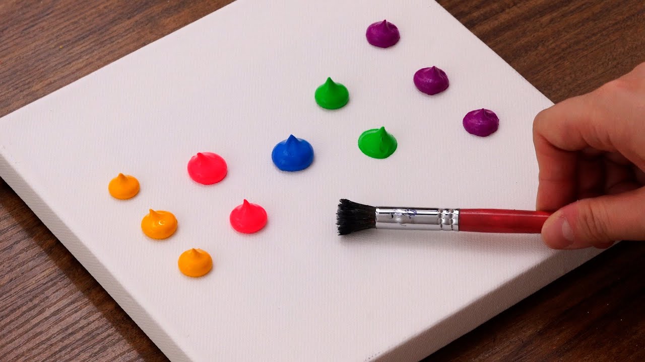 Dot Landscape Acrylic Painting Tutorial｜Satisfying Painting｜Easy Step ...
