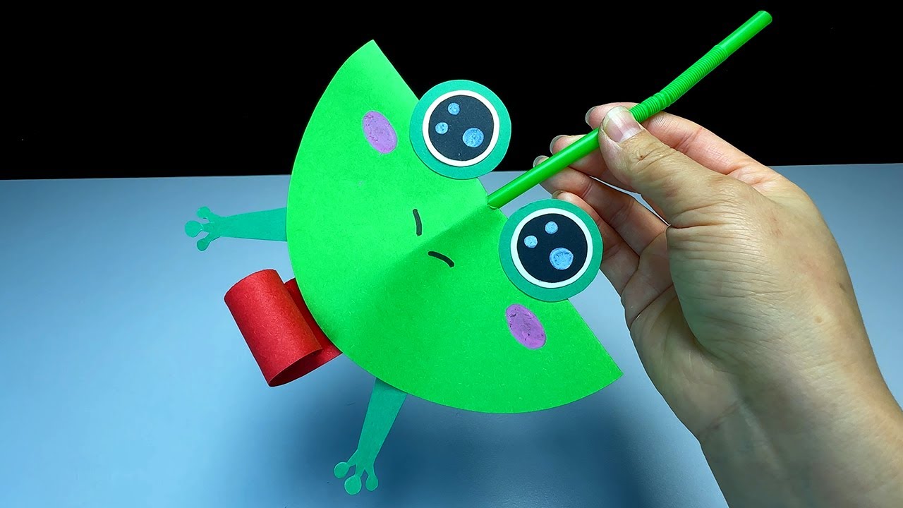 Creative DIY with colorful cardboard: Make a funny tongue-out frog toy ...