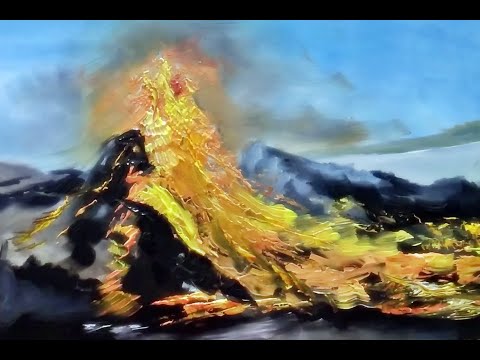 How to paint Active volcano - YouTube
