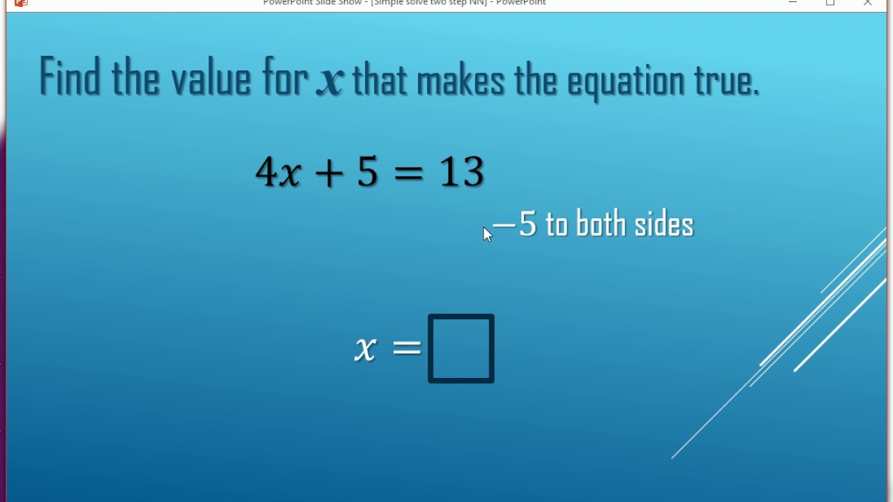 Solve Two Step Linear Equation NN - YouTube