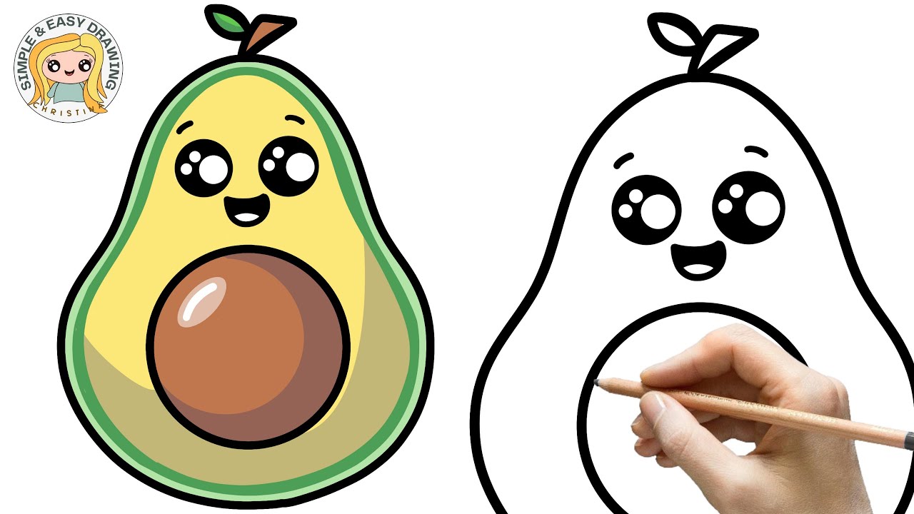 How to draw an Avocado - Easy Drawing Tutorials - YouTube
