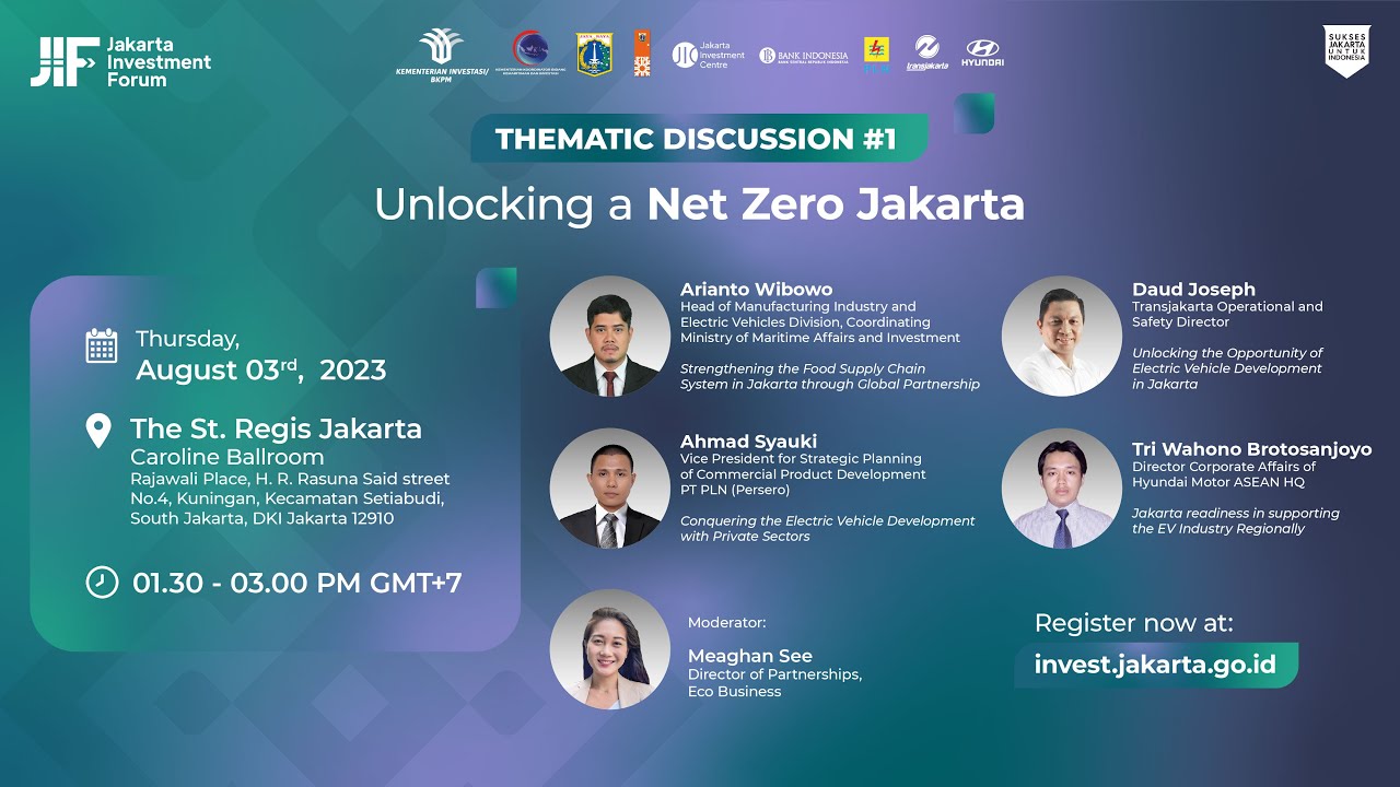 Thematic Discussion #1 - Unlocking a Net Zero Jakarta (Jakarta Investment Forum 2023) - YouTube