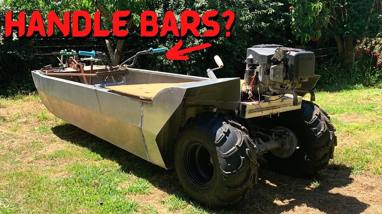 Amphibious ATV Boat Build, Part 7 Handle Bars, Wiring, Test - YouTube