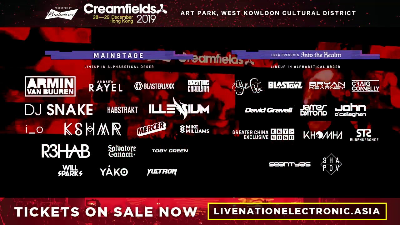 Creamfields Hong Kong 2019 Full Line Up - YouTube