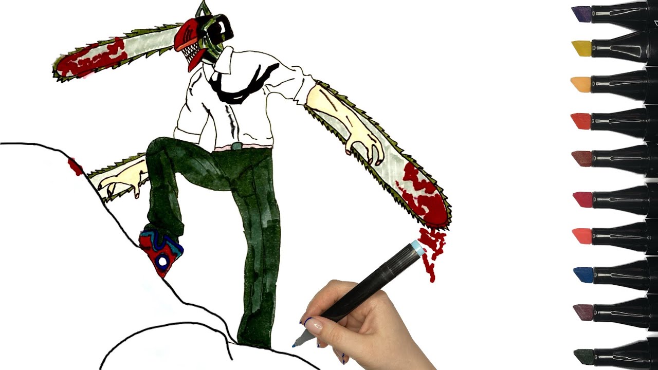 CHAINSAW MAN IN BLOOD DRAWING - YouTube