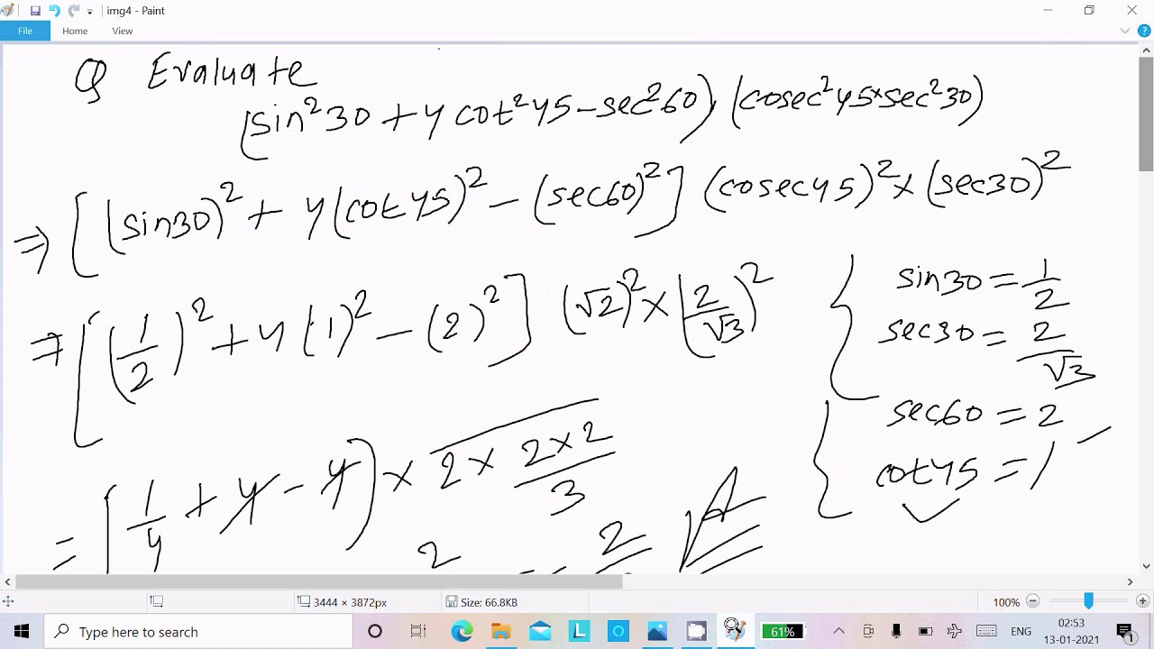 Evaluate (sin^2 30+4cot2 45 -sec^60)cosec^2 45 sec^2 30 - YouTube