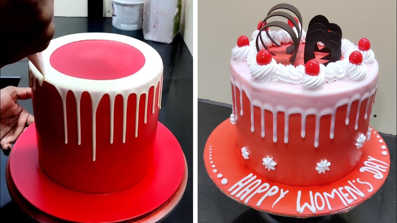 Best Cake Design _ Red Colour Cake Design idea _ Cake Video Design ...
