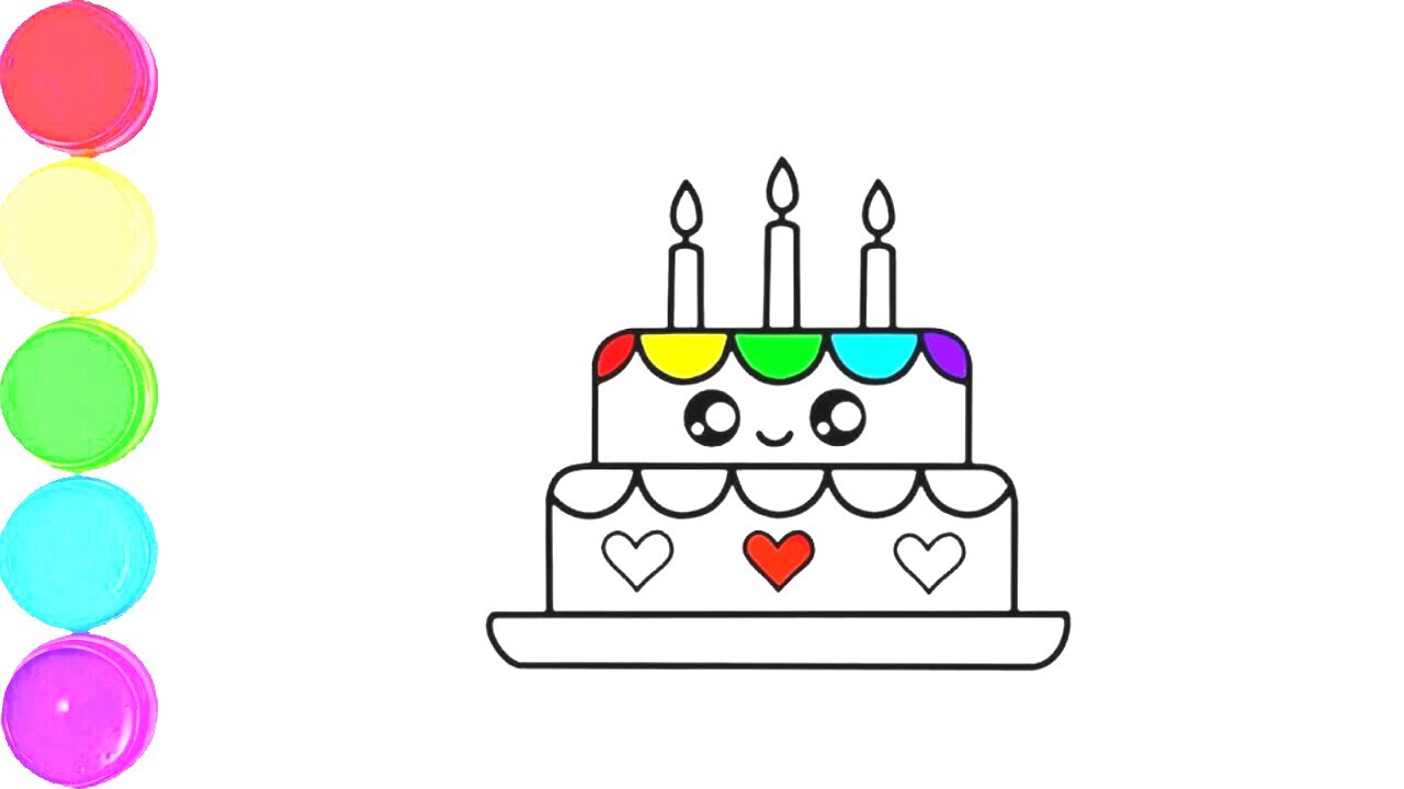 How to Draw Birthday Cake🎂 || Easy Drawing Birthday Cake Step by Step🎈 ...