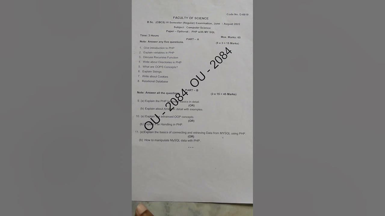 Php Question Paper Sem 6 Youtube