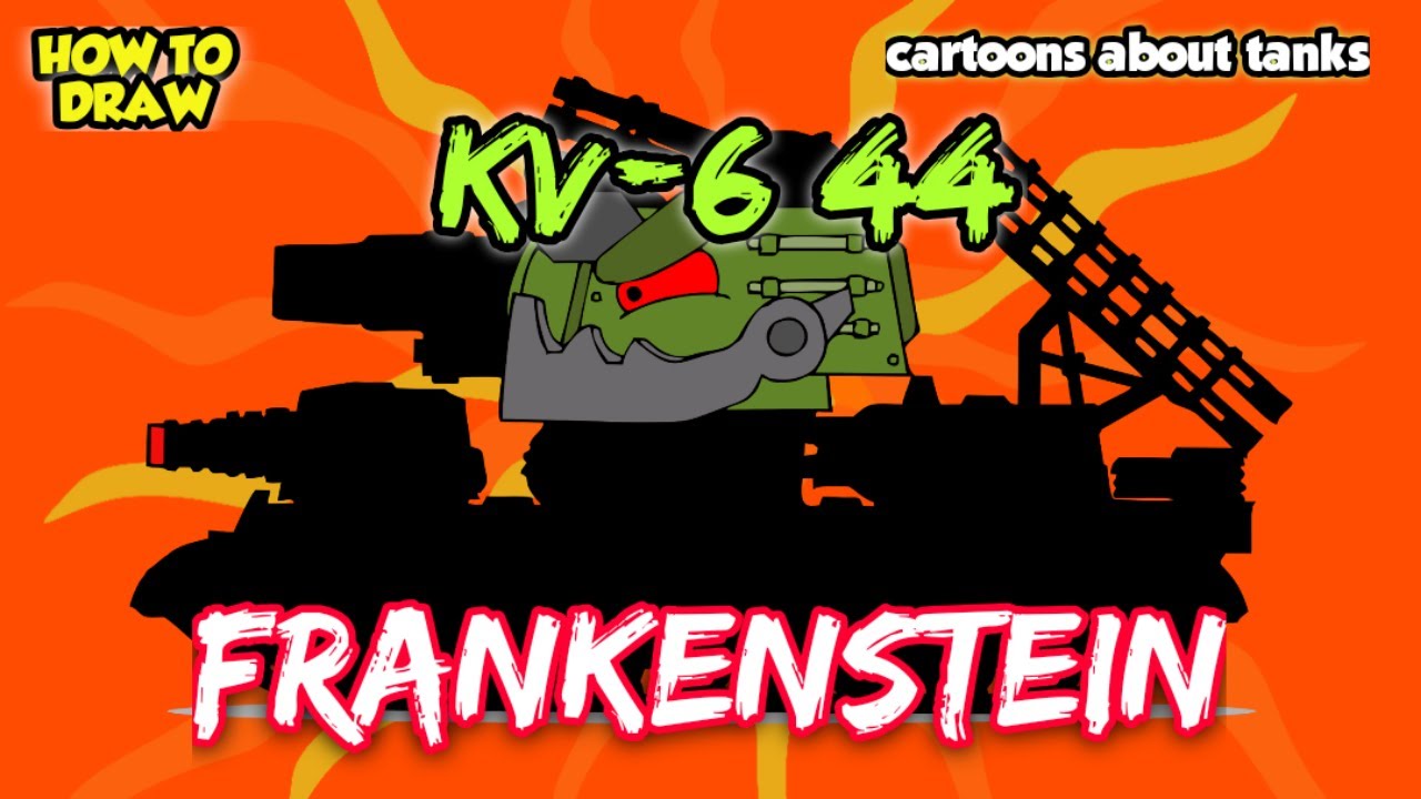 How To Draw Cartoon Tank KV-6 44 Frankenstein | HomeAnimations Tank ...