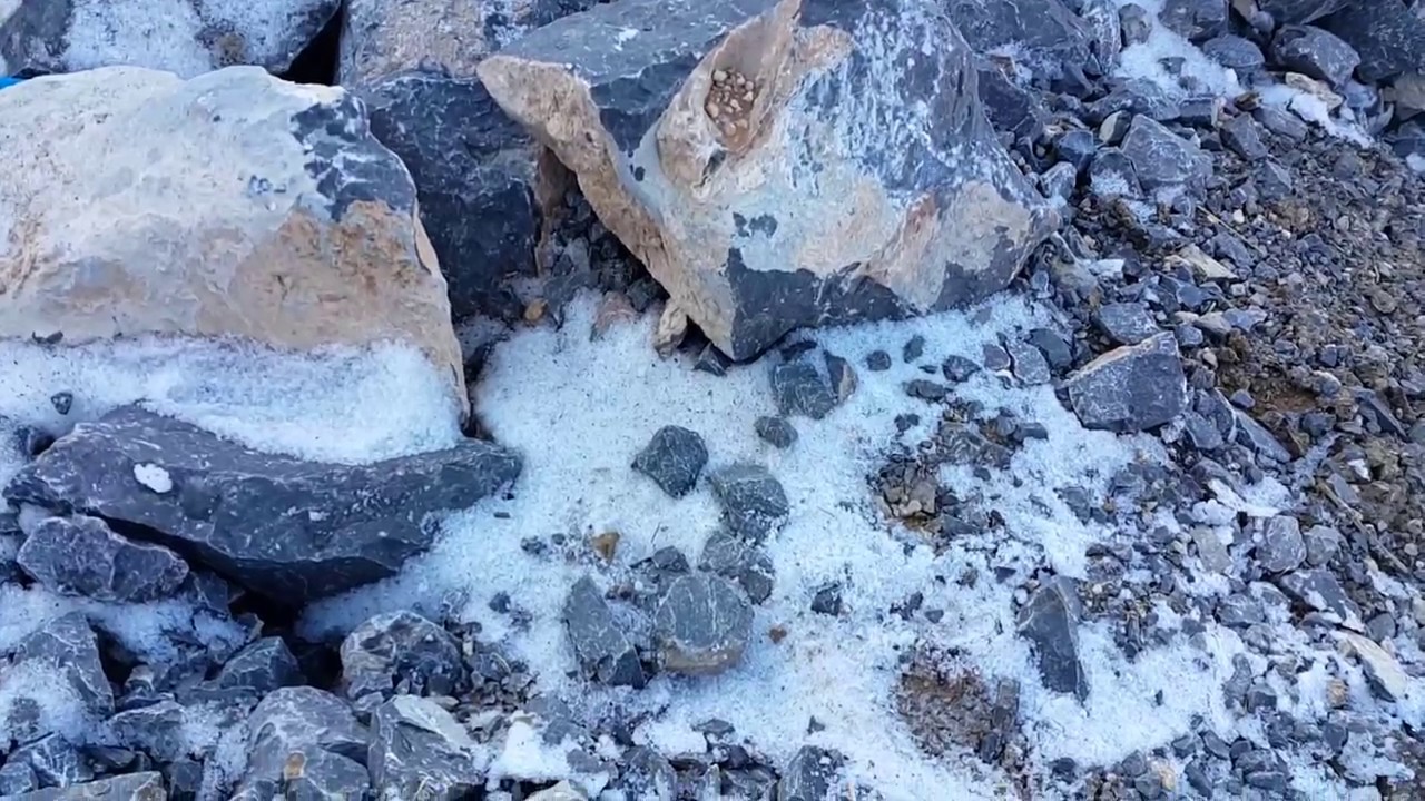 Snow on Jabal Jais Mountain in Ras Al Khaimah UAE ثلوج على جبل جيس في ...