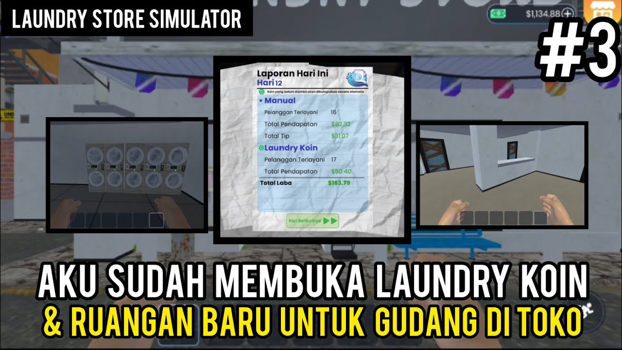 Aku membuka toko laundry koin & ruangan besar untuk jadi gudang di game ...