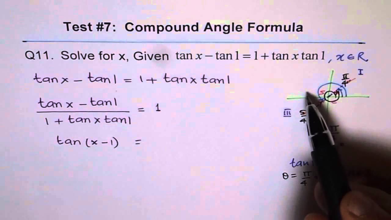 Solve Equation in tan(A + B) Test Q11 - YouTube