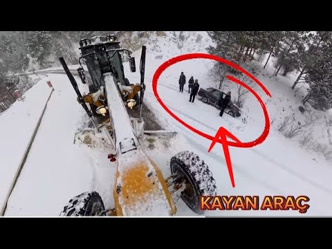 CAT 140M GREYDER KARLA MÜCADELE 2025 CENAZE ARACININ YOLUNU AÇTIM VE YOLDA KALAN ARABALARI KURTARDIM