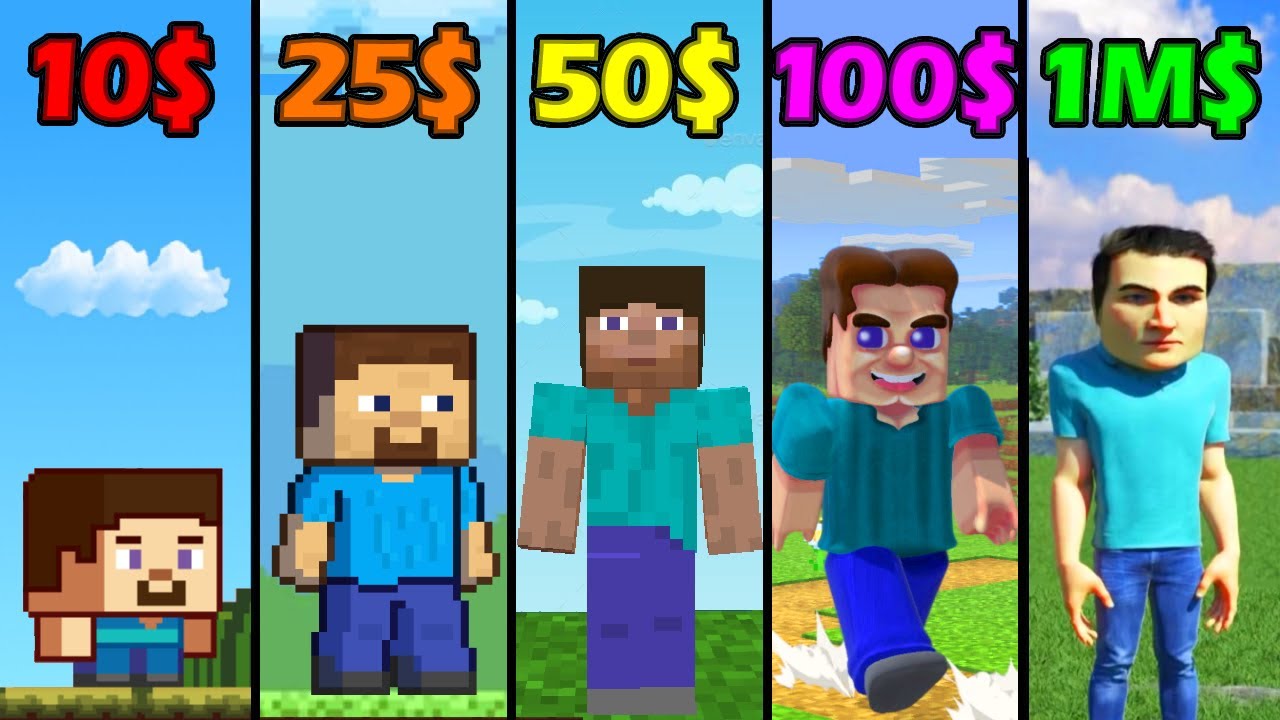 minecraft for 0$ vs 10$ vs 25$ vs 50$ vs 100$ - compilation - YouTube