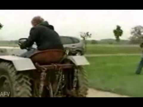 TV Host Falls Off The Tractor during Test Drive - YouTube