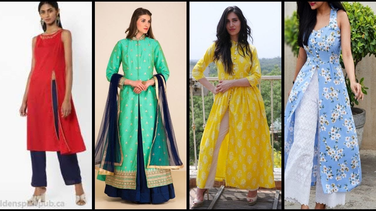 Latest front open kurti dresses || front slit \ side slit kurti dress ...